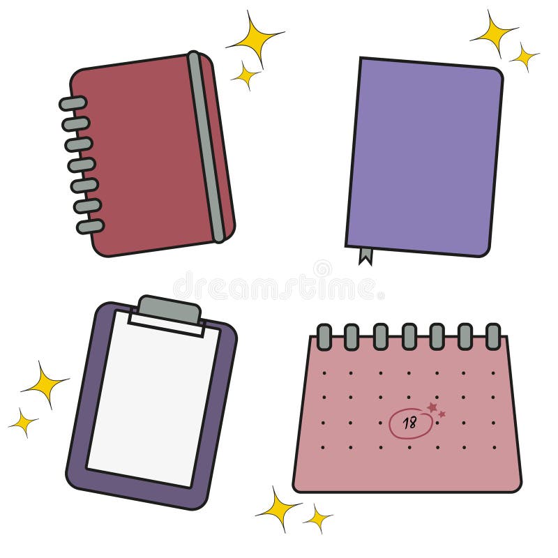 Girl School Supplies and Diary Book Stock Vector - Illustration of ...