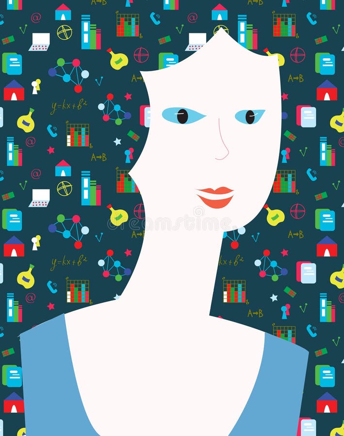 Girl and Science - Concept Card for Student Stock Vector - Illustration ...