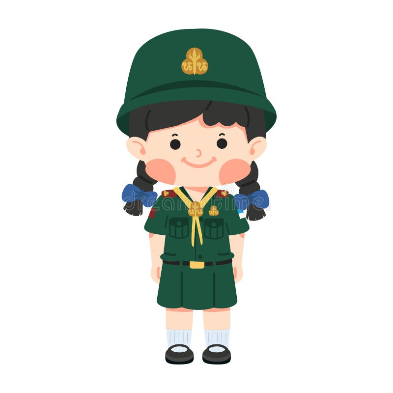 Girl Scout in Uniform Standing in Formation Stock Vector - Illustration ...
