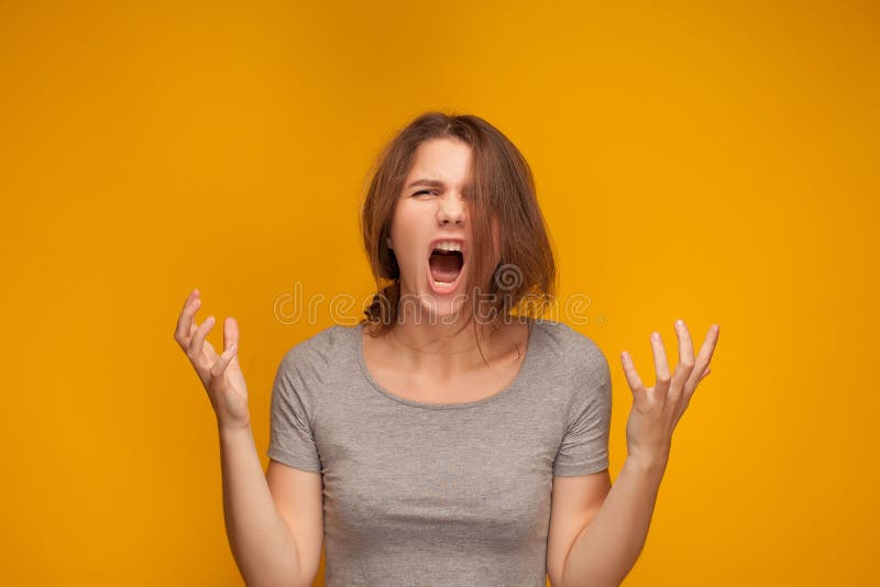 Girl is screaming loud stock photo. Image of freedom - 68353754