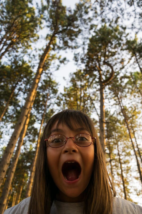 The Girl Screaming in the Woods Stock Photo - Image of growing, woods ...