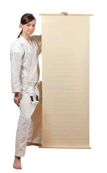 Girl with a scroll stock photo. Image of presentation - 17518396