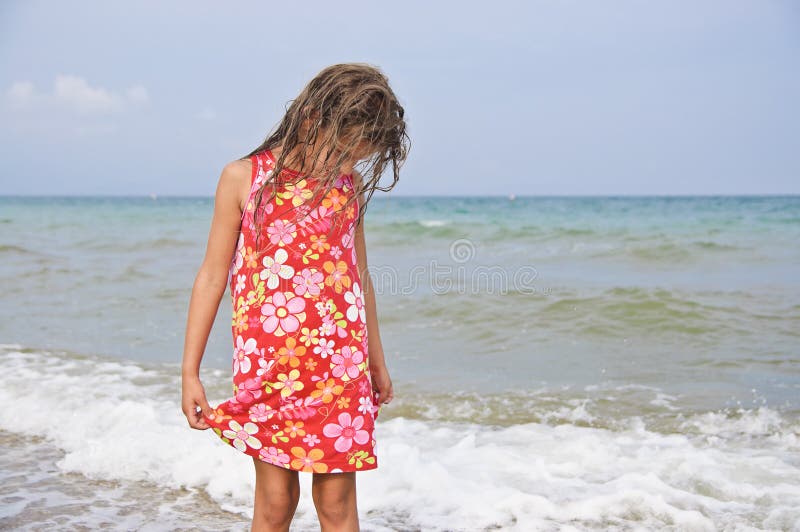 Girl and the sea. stock image. Image of cute, child, outdoor - 13739003