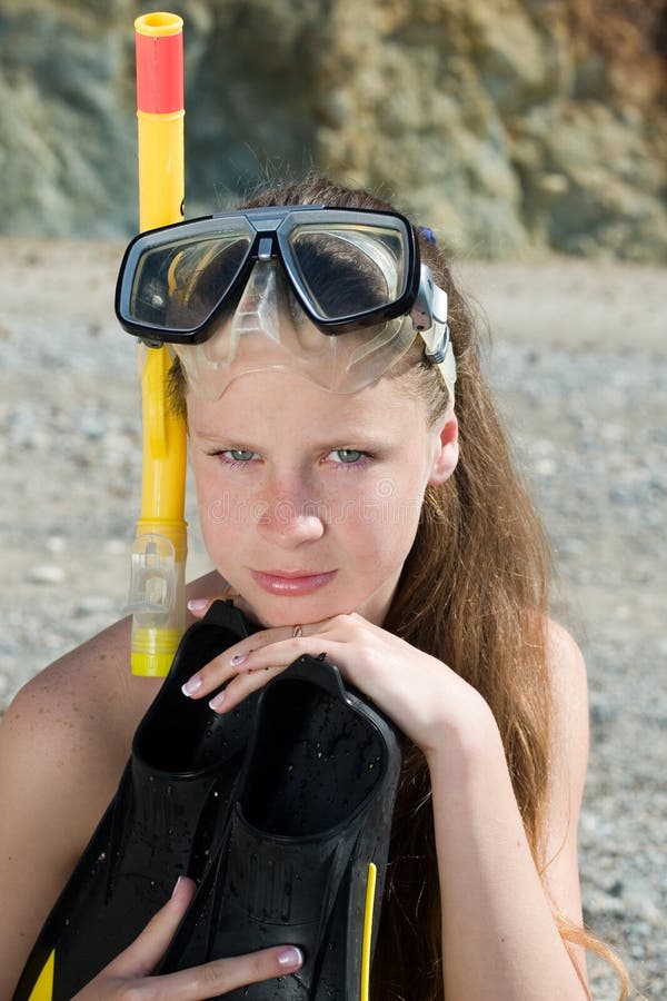 Girl at the sea stock photo. Image of face, snorkel, girl - 23025268