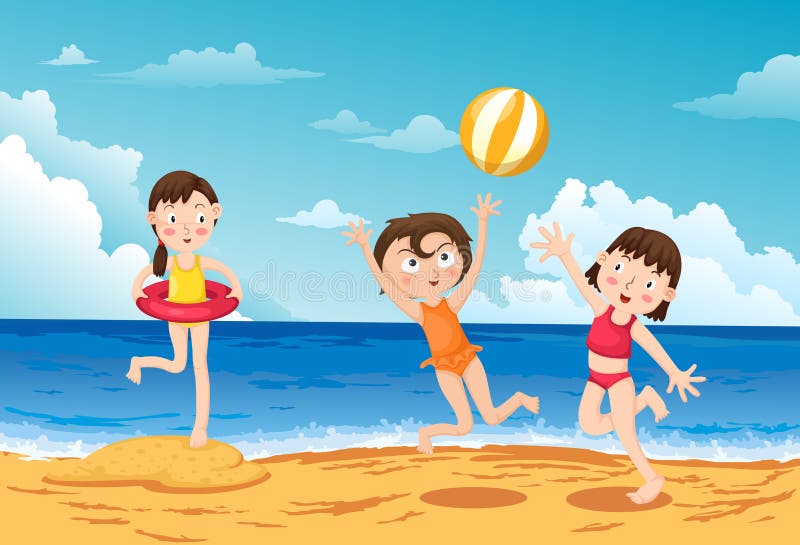 Girl on the sea stock vector. Illustration of cartoon - 46619182