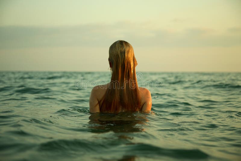 Girl in sea waves stock image. Image of landscape, beautiful - 3302299