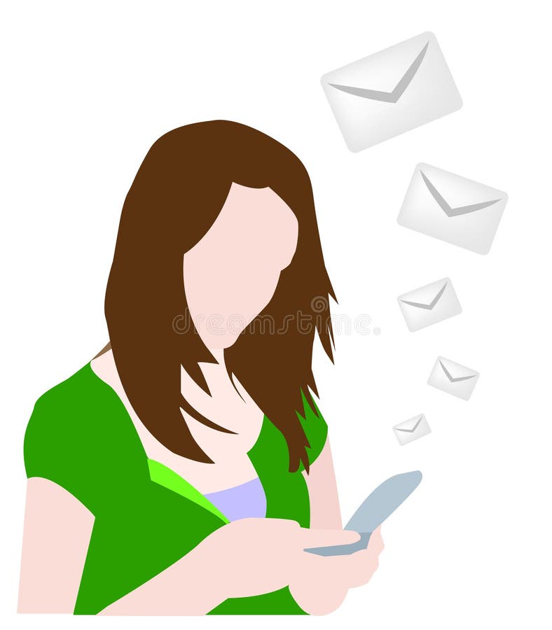 Girl Sending Message by Mobile Stock Vector - Illustration of face ...