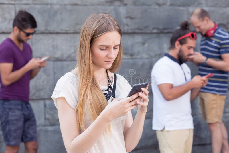 Girl sending phone message stock photo. Image of application - 81214762