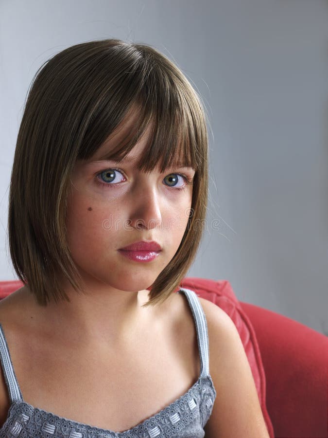 Girl with Serious Look on Her Face Stock Image - Image of portrait ...