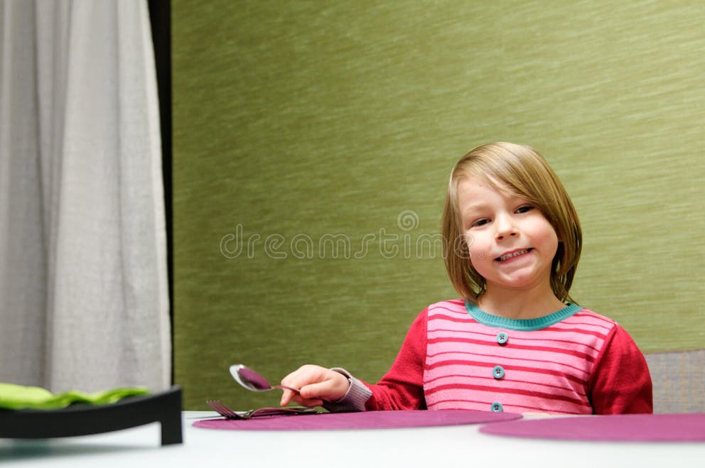Girl setting table stock photo. Image of table, sitting - 19733288