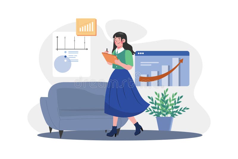 Girl Setting Up Her Schedule Illustration Concept on White Background ...