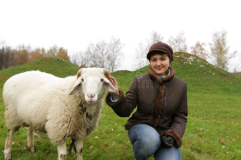 Girl and sheep stock photo. Image of farm, outdoors, country - 6766136