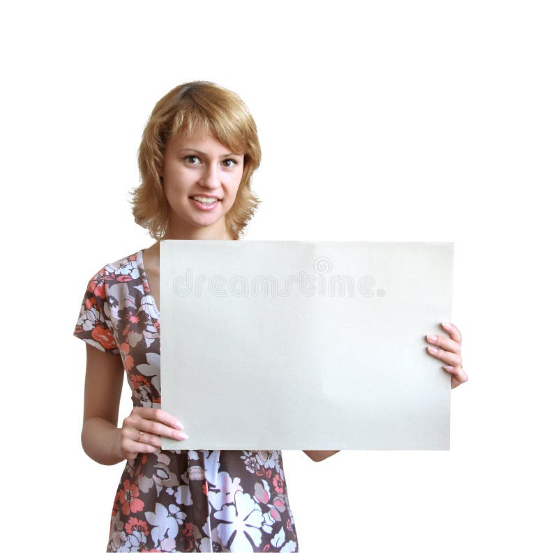 Girl Holding a Sheet of Paper Stock Image - Image of note, card: 8800063
