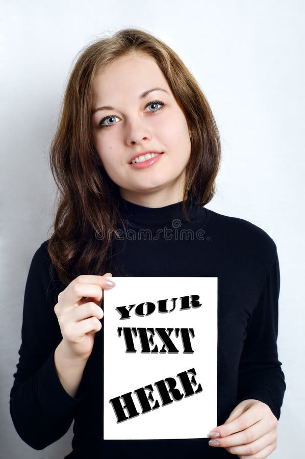 Girl and a Sheet of White Paper Stock Image - Image of white, girl: 8086709