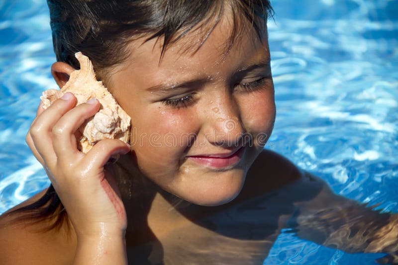 Girl with shell stock image. Image of copy, female, portrait - 25778107