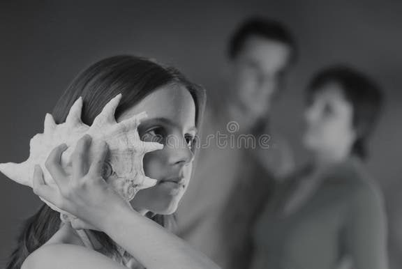 A girl with a shell stock image. Image of family, miss - 3937561
