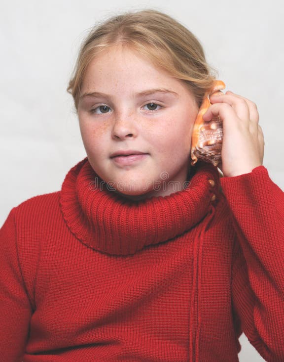 Girl and shell stock photo. Image of shellfish, palm, shell - 7180696