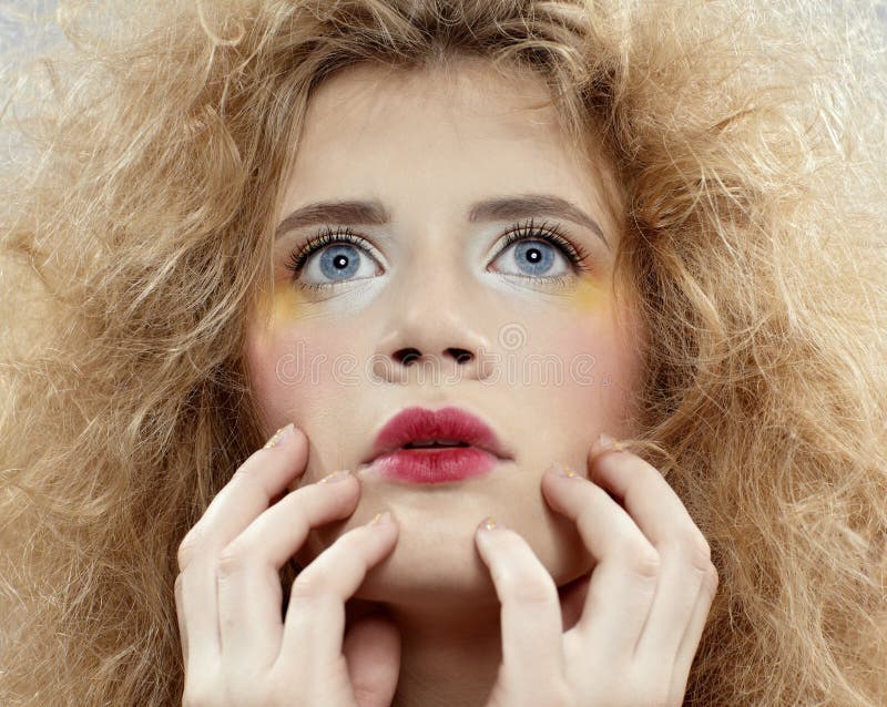 Girl with shock hair-do stock image. Image of close, blonde - 11759867