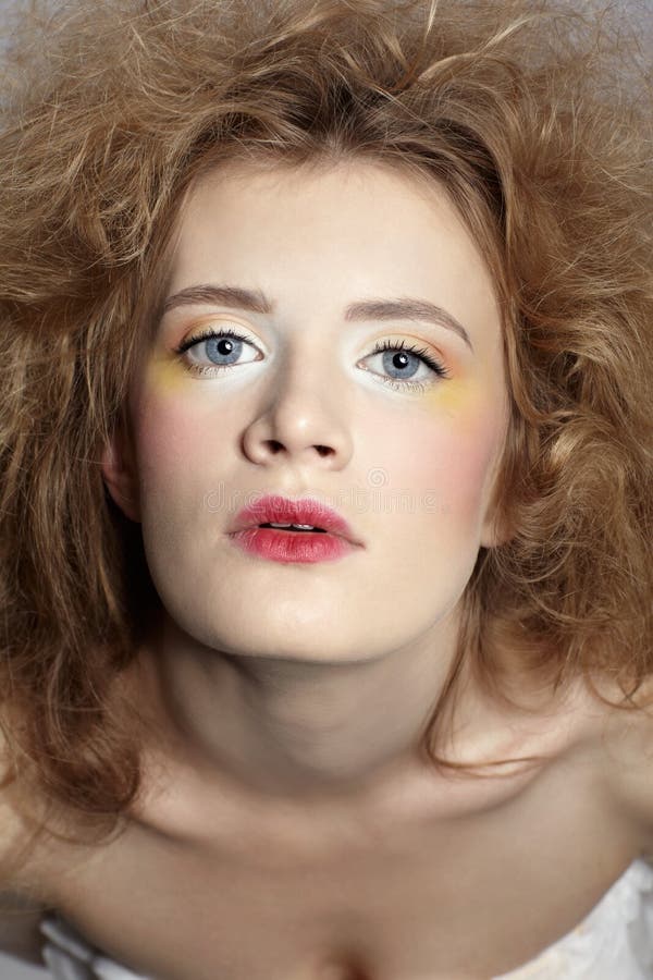 Girl with shock hair-do stock image. Image of makeup - 13623381