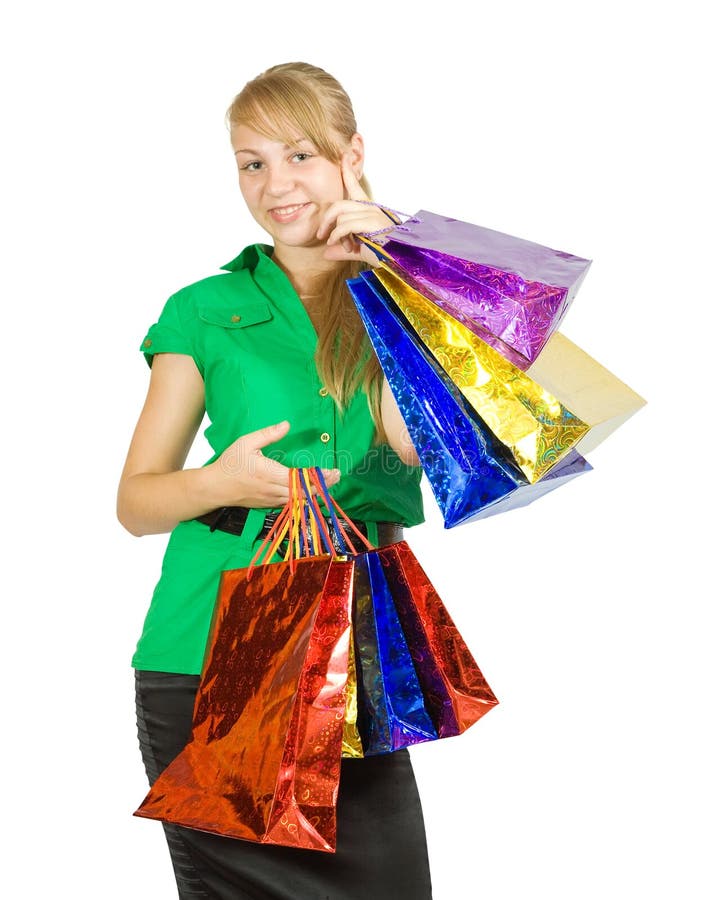 Girl with shopping bags. stock photo. Image of glamour - 16226996