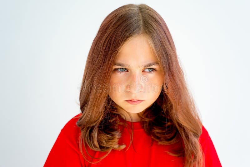 Girl showing emotions stock photo. Image of grumpy, innocence - 97497588