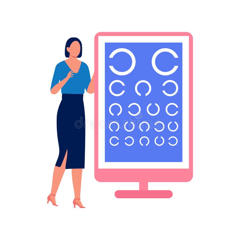 The Girl is Showing Eye Testing Chart Stock Illustration - Illustration ...