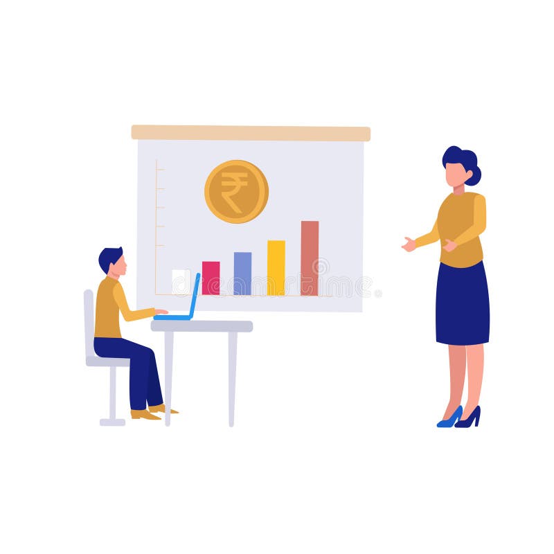 A Girl is Showing a Graph on a Presentation Board Stock Illustration ...