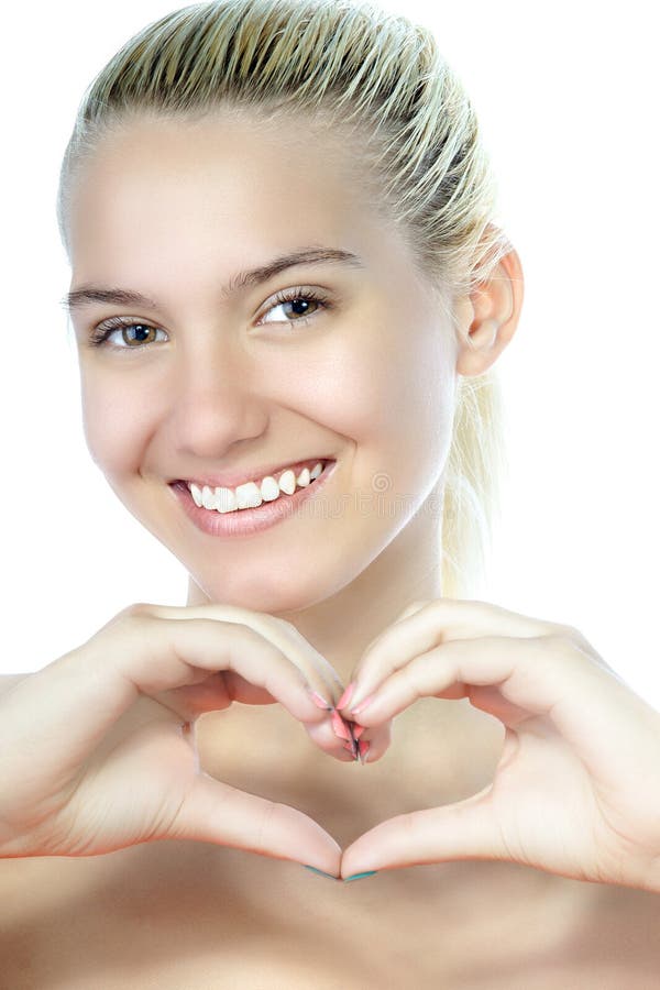 Girl Showing the Heart Shape Symbol Stock Photo - Image of fashion ...