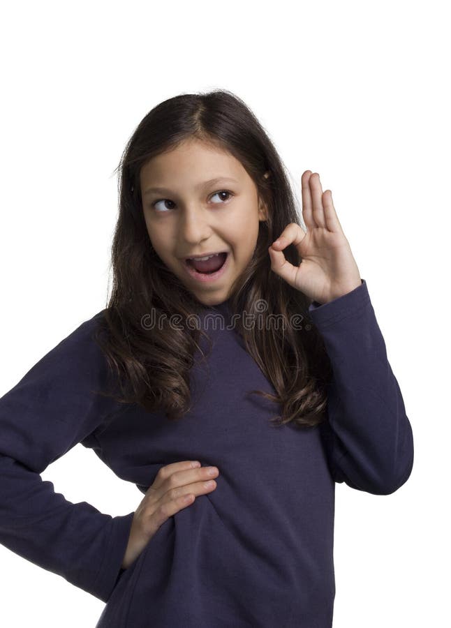 Girl showing ok stock image. Image of okay, smile, hand - 38614739