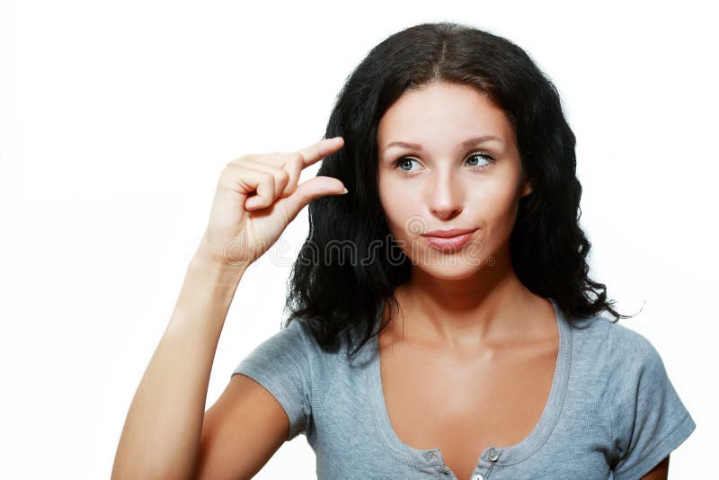 Young Girl Showing Small Amount Something Stock Photos - Free & Royalty ...