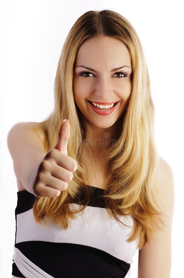Girl showing thumbs up stock image. Image of isolated - 19614713