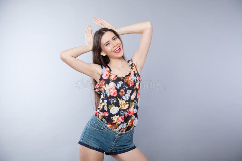 Girl shows Bunny stock photo. Image of christmas, child - 76523988