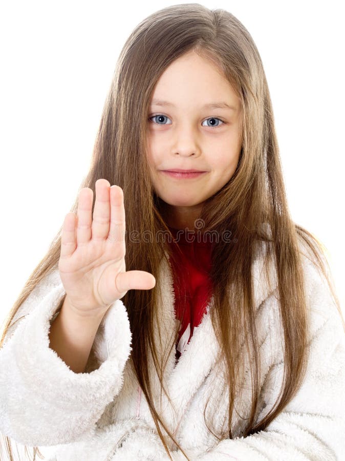 Girl shows his hand stock image. Image of beautiful, portrait - 23552065