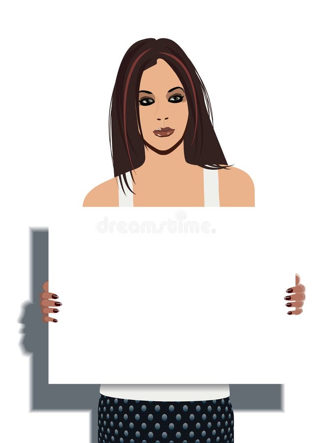 Girl with Sign stock vector. Illustration of sign, blank - 5158112