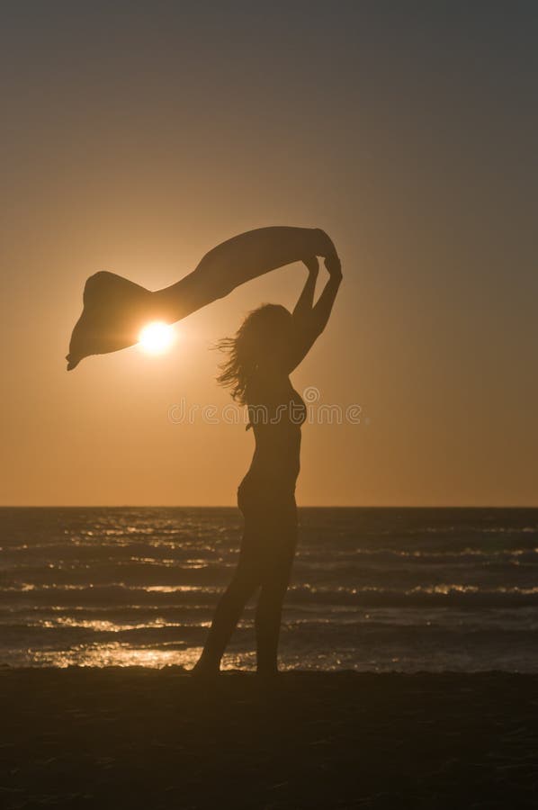 Girl Silhouette Against Sunset Stock Image - Image of woman, lady: 21657371