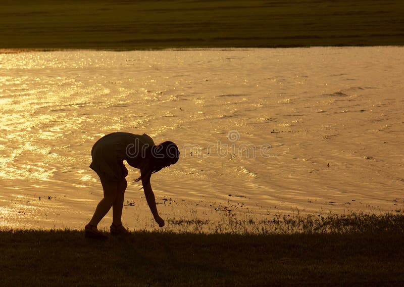 Girl silhouette backlight stock photo. Image of field - 16257778
