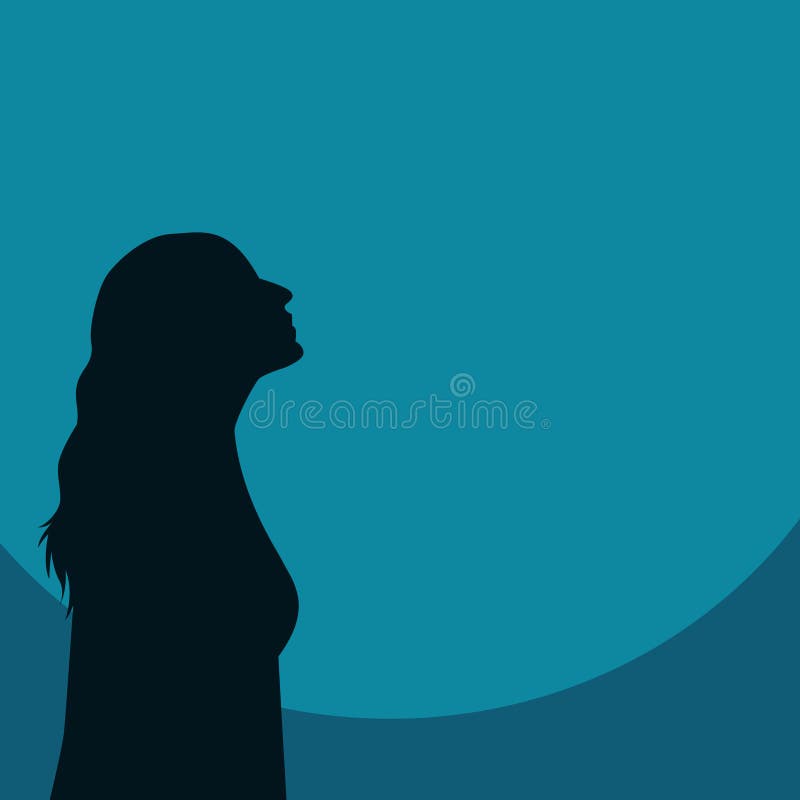 Girl Silhouette Looking Up stock vector. Illustration of design - 102636592