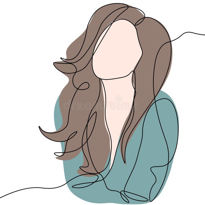 Girl Silhouette, Pattern, Sketch with One Line. Paint Strokes Stock ...