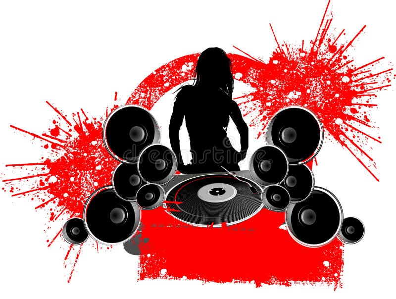 Girl Silhouette, Turntable stock vector. Illustration of record - 3756911