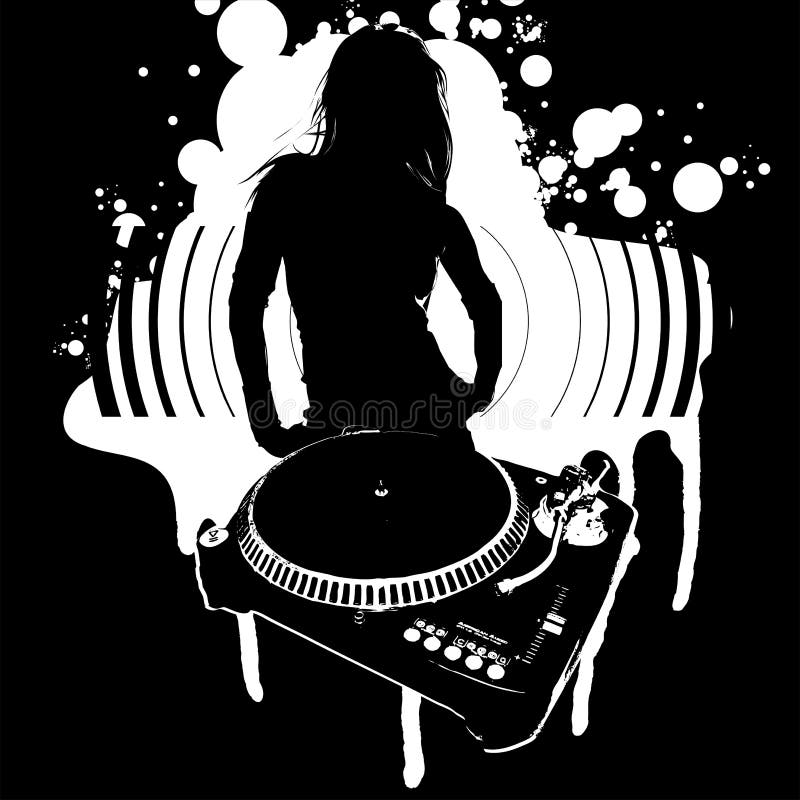 Girl Silhouette, Turntable stock vector. Illustration of record - 3756911