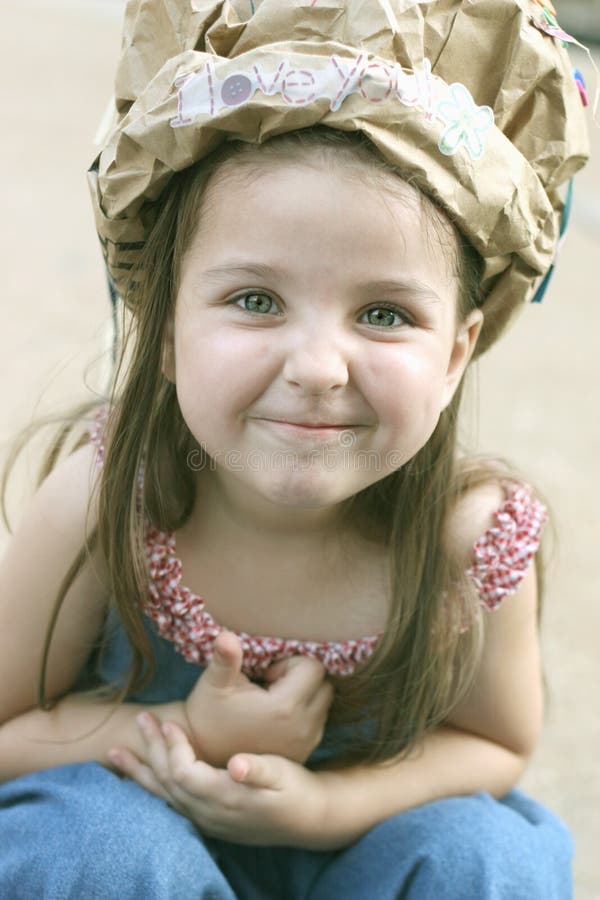 Girl in Silly Hat stock photo. Image of paper, gesture - 13503758