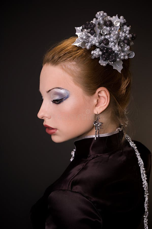 The Girl With A Silver Make-up Stock Photo - Image of fantasy, cold ...