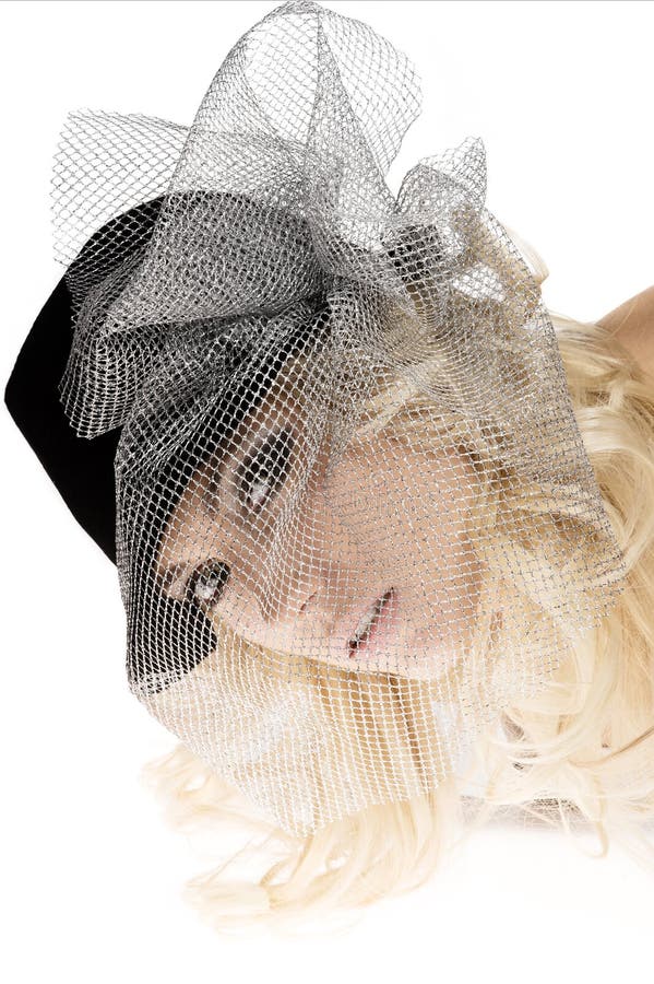 The girl with silver net stock image. Image of blond - 17413089