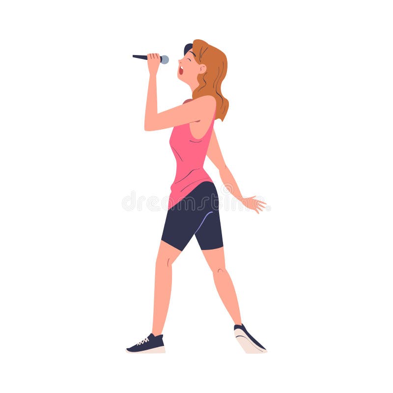 Girl Singer Performing With Microphone Female Person Singing Song