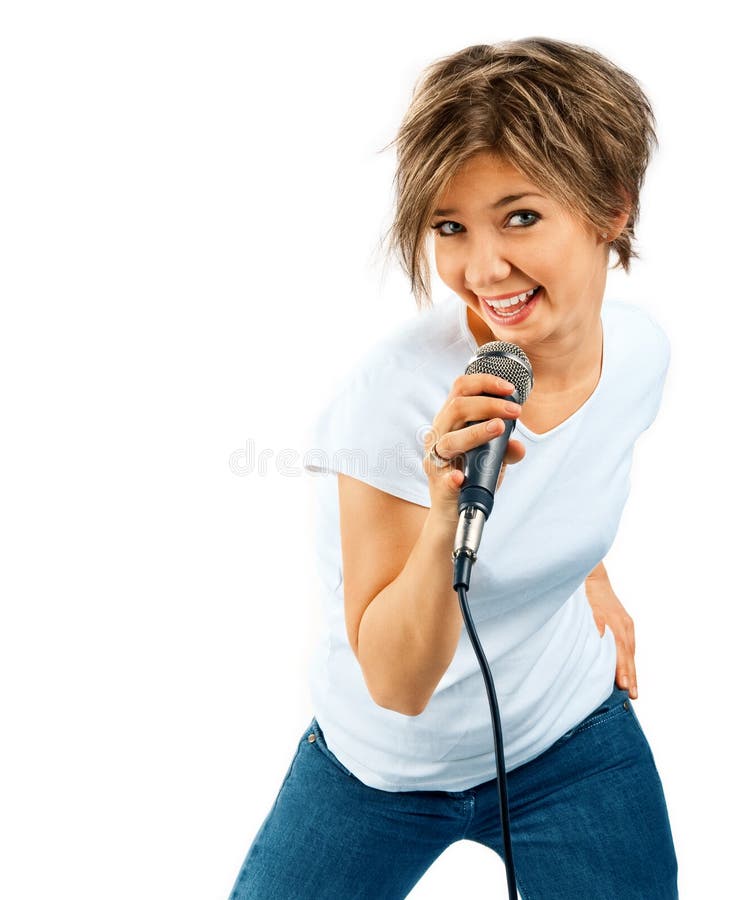 Blonde singing stock photo. Image of audio, female, blonde - 3586788