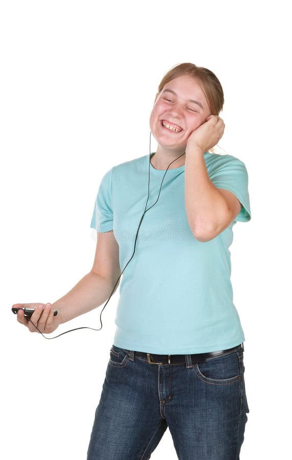Girl Singing Dancing with Mp3 Stock Photo - Image of female, dancing ...