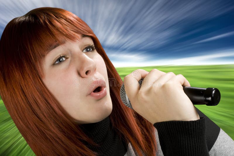 Girl singing on microphone stock image. Image of white - 3730255