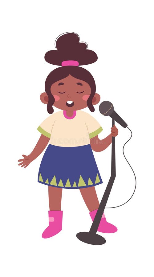 Girl Singing Musical Instrument Flat Icon Stock Vector - Illustration ...