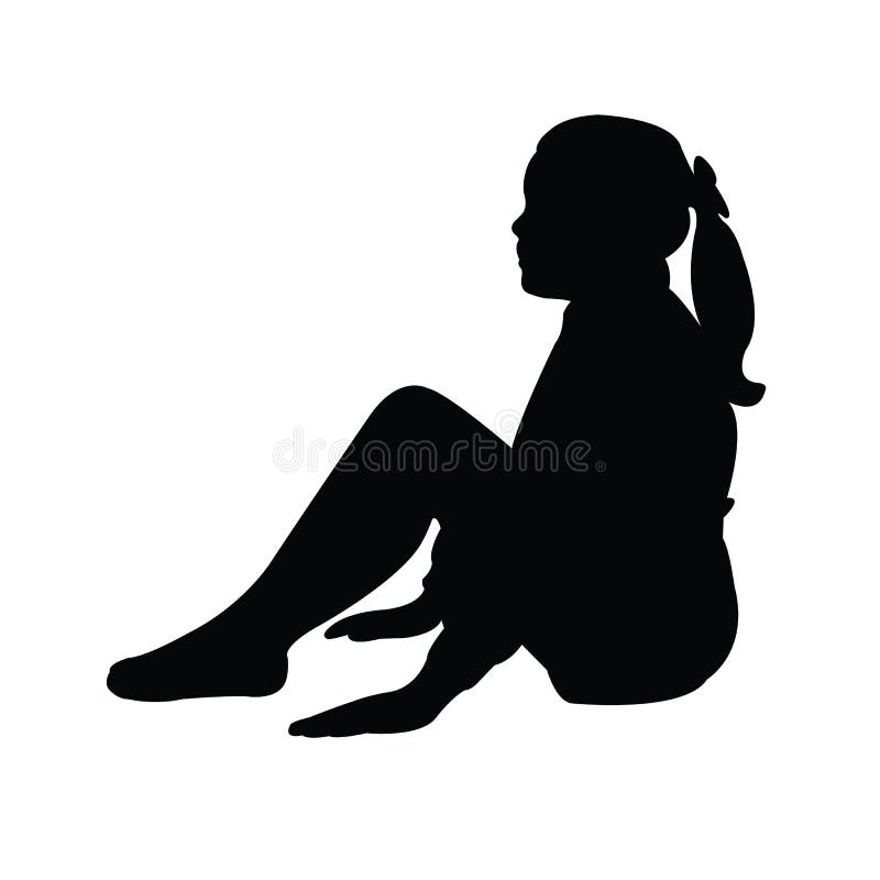 A Girl Sitting, Body Silhouette Vector Stock Vector - Illustration of ...