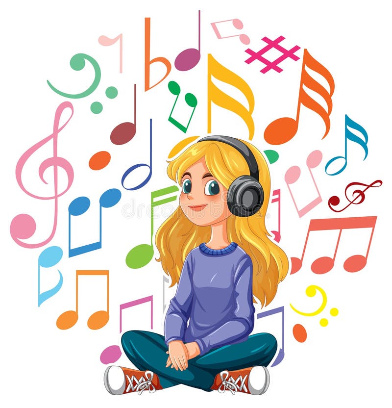 A girl sitting stock vector. Illustration of notes, design - 359712448